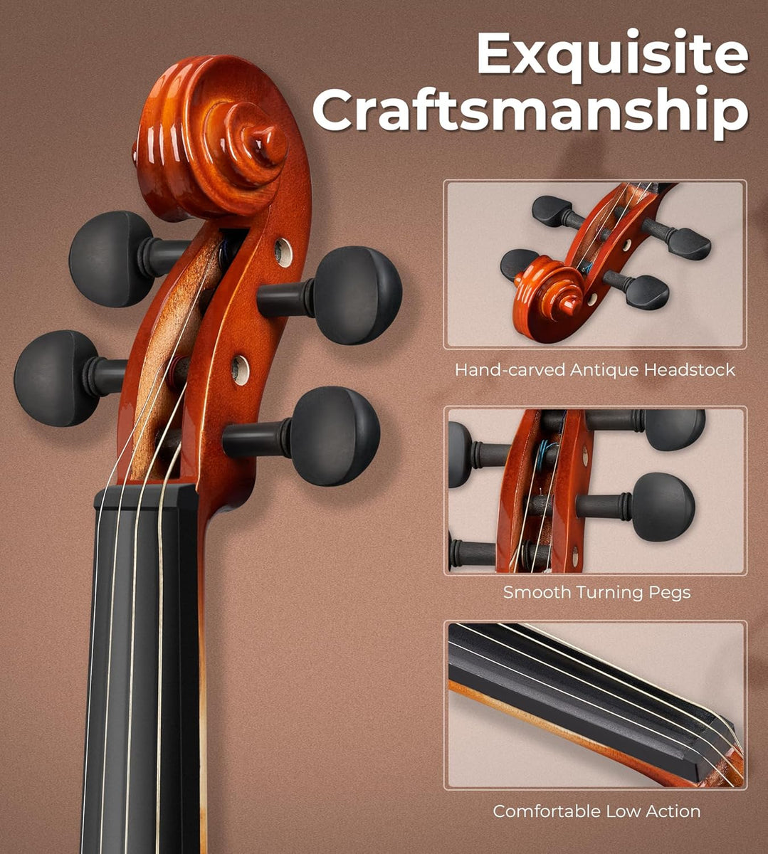 Vangoa Violin 4/4 Full Size Beginner Fiddle Set, Acoustic Violins Kit