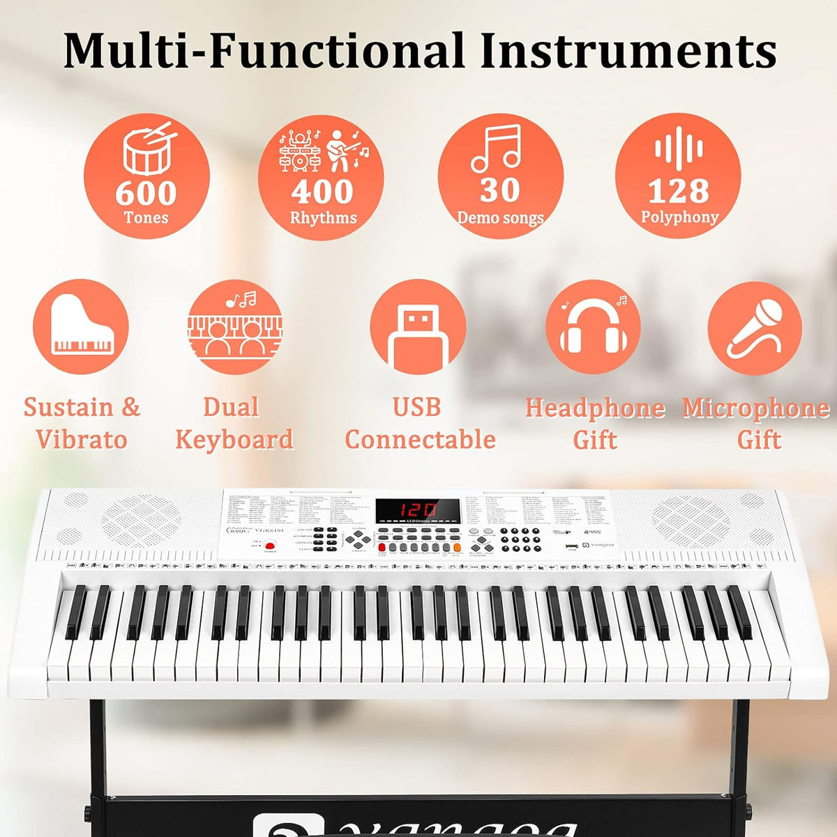 Vangoa Piano Keyboard for Beginners, VGK6101 61 Key Learning Keyboard
