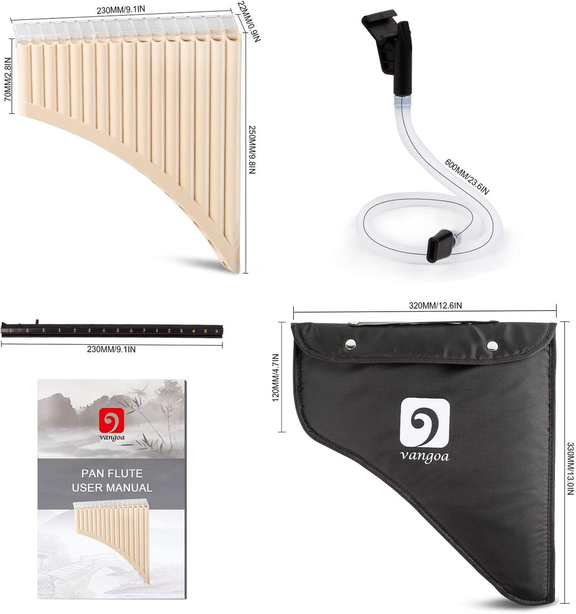 Vangoa Pan Flute 16 Pipes Key of C for Beginners