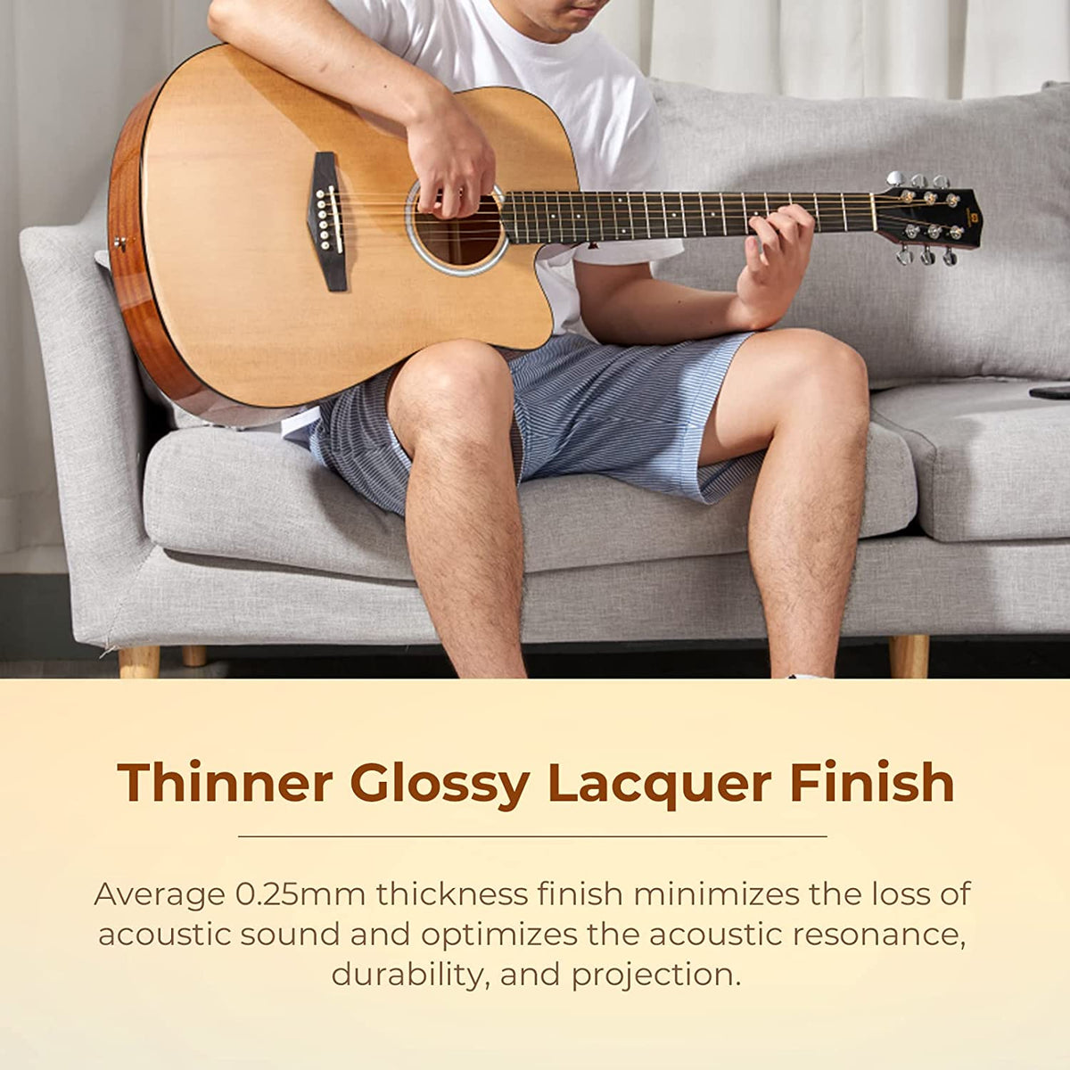 Vangoa Acoustic Guitar Full Size Natural