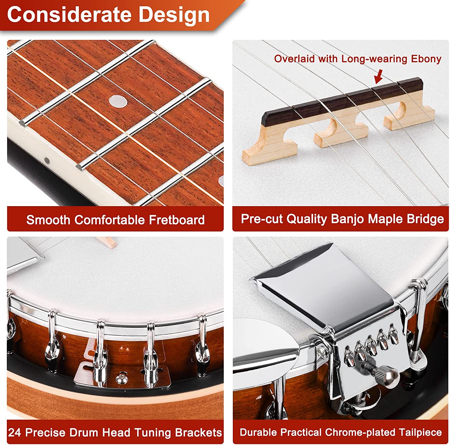 Vangoa Banjo 5 String Beginner Full Size Kit