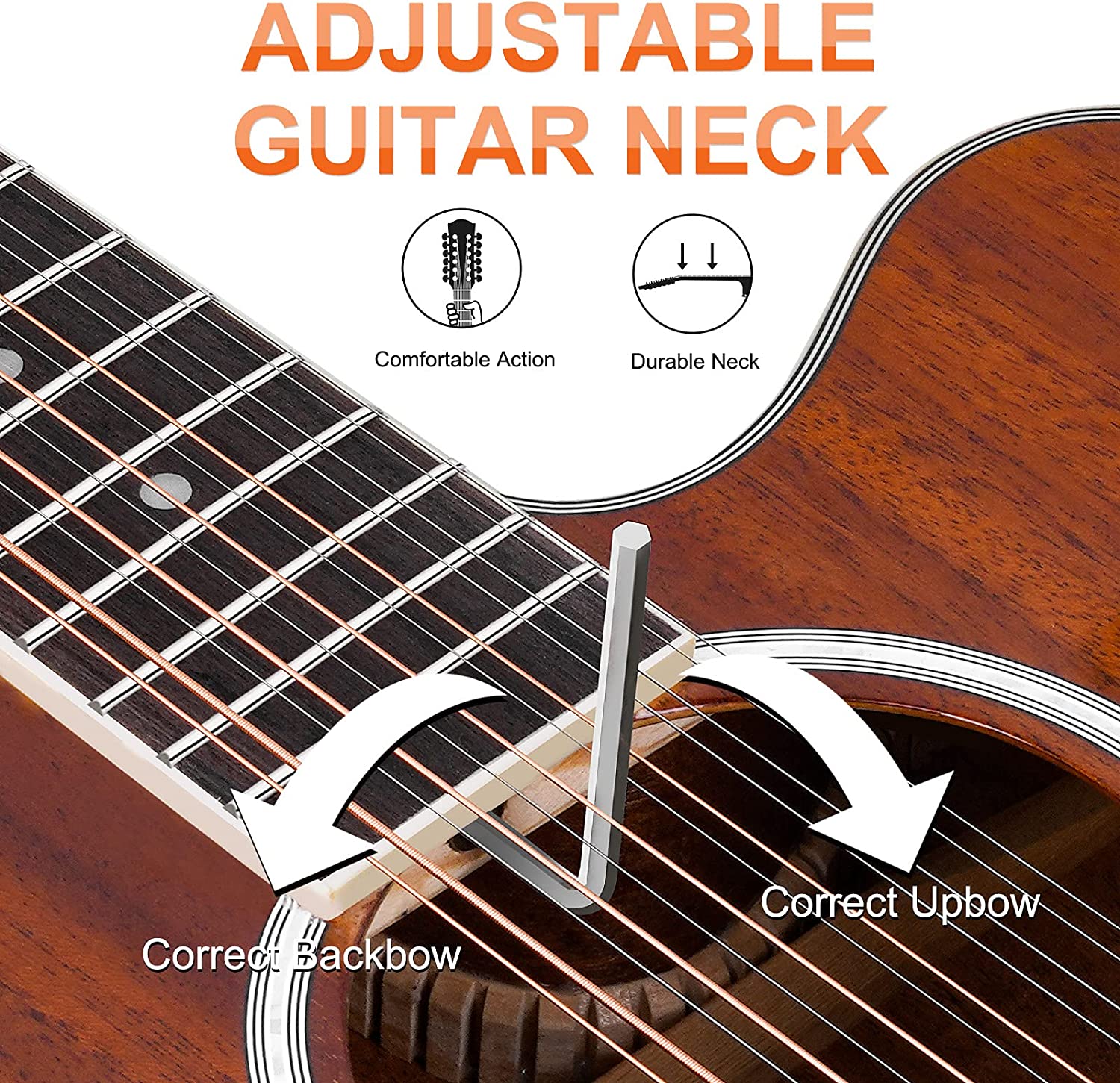 Vangoa VGE12-3 12 String Acoustic-electric Guitar Dreadnought Cutaway